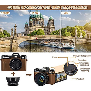 Digital Camera for Photography,Vlogging Camera for YouTube with WiFi 180° Flip Screen,16X Digital Zoom,Digital Camera for Kids and Adults with One Batteries,Wide-Angle Lens and 32GB Micro Card