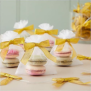 Gold Satin Bow Twist Ties for Treat Bags (100 Pack)