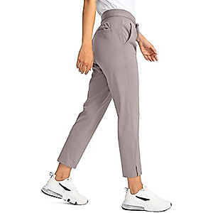 Soothfeel Women's Golf Pants with 4 Pockets 7/8 Stretch High Wasited Travel Athletic Work Pants for Women Dusty Grey