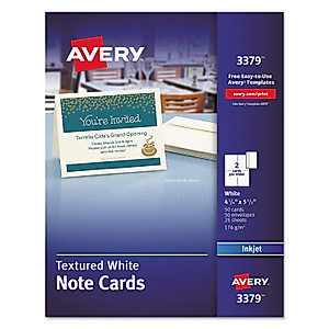 Avery 3379 Inkjet Note Cards, w/Envelopes, 4-1/4-Inch x5-1/2-Inch, 50/BX, WE