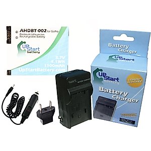 Replacement for GoPro HD Motorsports Hero Battery and Charger with Car Plug and EU Adapter - Compatible with GoPro Hero Digital Camera Batteries and Chargers (1100mAh, 3.7V, Lithium-Ion)