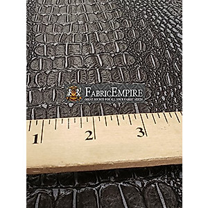 Vinyl Crocodile Allie Fake Leather Upholstery 54" Wide Fabric by The Yard (Ebony Black)
