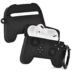 AIRSPO AirPods Pro Case 3D Cute Cartoon Silicone AirPod Pro Case Cover Funny Game Controller Protective Skin for AirPods Pro with Keychain for Girl Boys Teens（Black）