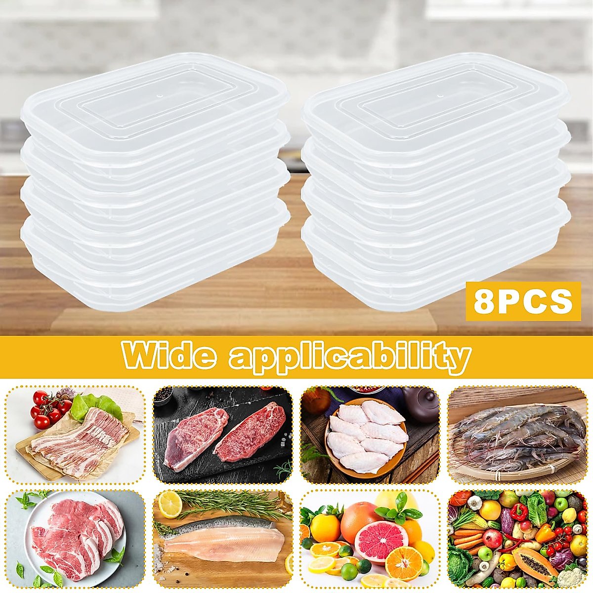 KKONHII Bacon Keeper, 8 Pcs Deli Meat Container for Fridge Plastic Saver Container with Lids and 2 Bacon Clip Airtight Cold Cuts Cheese Container Food Storage Box Shallow Low Christmas Cookie Holder