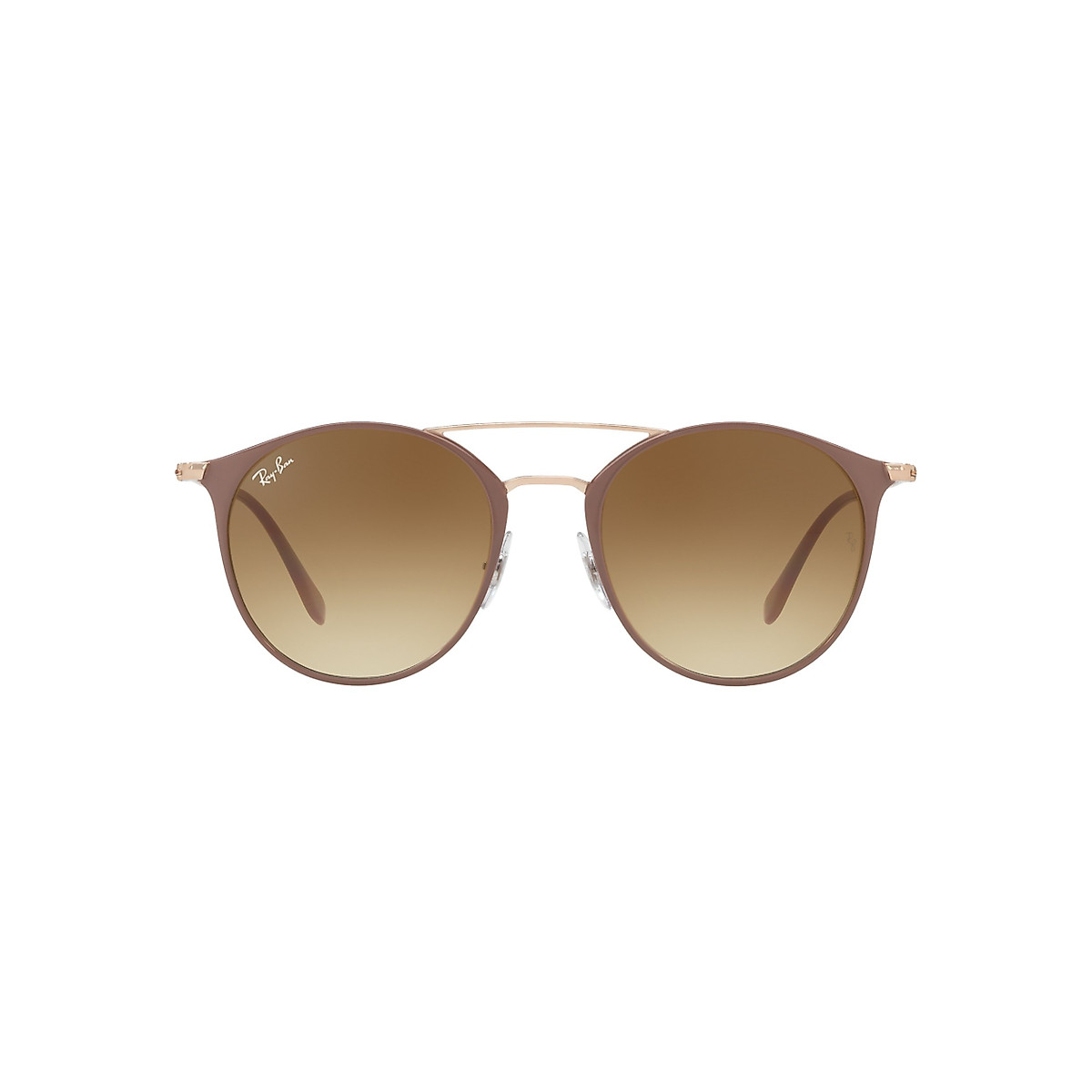 Ray-Ban RB3546 Round Sunglasses, Beige On Copper/Clear Gradient Brown, 49 mm