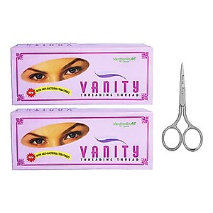 Vanity Threading Thread - Pack of 2 (10 Spools in Each Box) with Scissor by Behal International