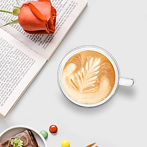 Jdttngp Clear Coffee Mugs Set of 2 Double Wall Large Coffee Glass Mugs 9 oz Insulated Espresso Mug with Handle,260 ml,Perfect for American Latte Cappuccinos and Beverage