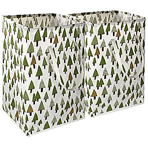 Sanjiaofen 2 pack 75L Large Laundry Basket Green Laundry Hamper With Extended Handles, Freestanding Waterproof Clothes Hamper for Boys,Kids woodland decor, Nersery,Bedroom, Bathroom.(Green tree)