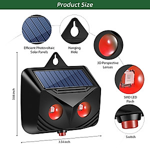 4Pcs Solar Nocturnal Animal Repeller Predator Control Light Coyote Repellent Devices with LED Lights Outdoor Night Guard Animal Predator Repellent for Deer,Cat,Coyote from Yard Farm&Chicken Coop (Red)