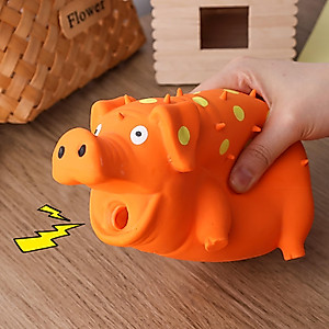 POPLAY Squeaky Latex Grunting Pig Dog Toys, Blue Pig Dog Toy Anxiety Relief for Dog Puppy Chew Toys, Rubber Squeeze Gift for Dogs