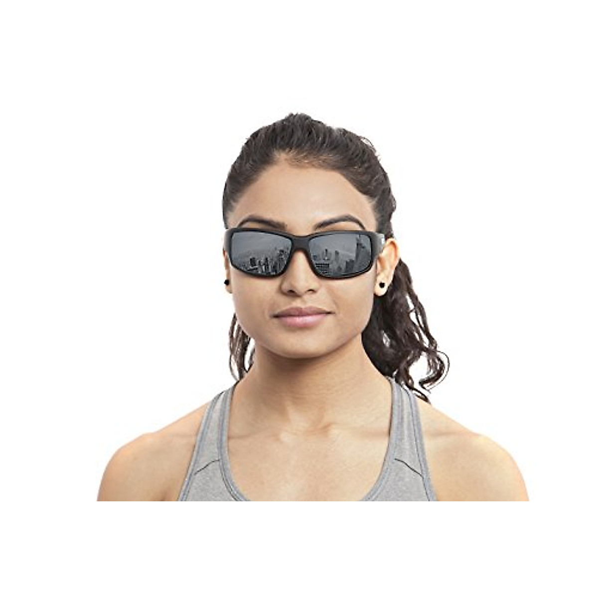 REKS ST Black WRAPAROUND I Silver Mirror Polarized lens