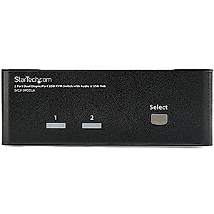 StarTech.com Dual Monitor DisplayPort KVM Switch - 2 Port - USB 2.0 Hub - Audio and Microphone - DP KVM Switch , TAA (SV231DPDDUA)