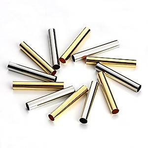 Linsoir Beads Solid Brass Straight Long Tube Spacer Beads 30X4mm Gold Finish Pack of 100 pcs