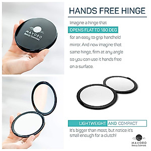 Magnifying Compact Mirror for Purses with 10X Magnification – Double Sided Travel Makeup Mirror, 4 Inch Small Pocket Mirror, or Purse Mirror. Bundle Black and Pink