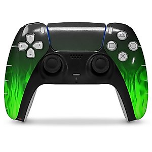 WraptorSkinz Skin Wrap compatible with Sony PS5 DualSense Controller Fire Green (CONTROLLER NOT INCLUDED)