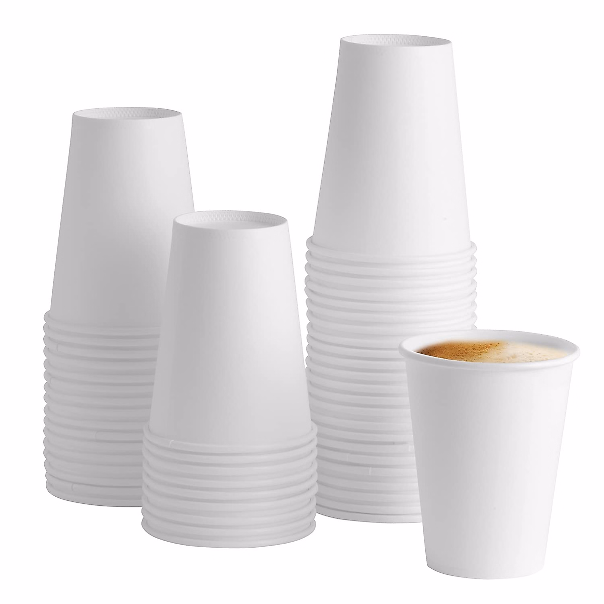 [100 Pack] 12 oz. White Paper Hot Coffee Cups