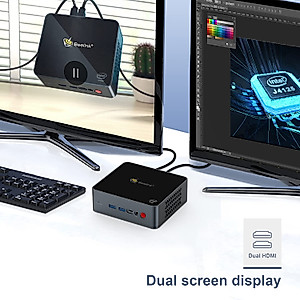 Beelink Mini Pc GK55 8GB DDR4 256GB SSD Intel J4125(4C/4T 4MB Cache Up to 2.7GHz), Mini Computer Supports 4K Dual HDMI Output / 2.4G+5G WiFi/ BT4.0/2.5" HDD Extension/Dual Gigabit Ethernet