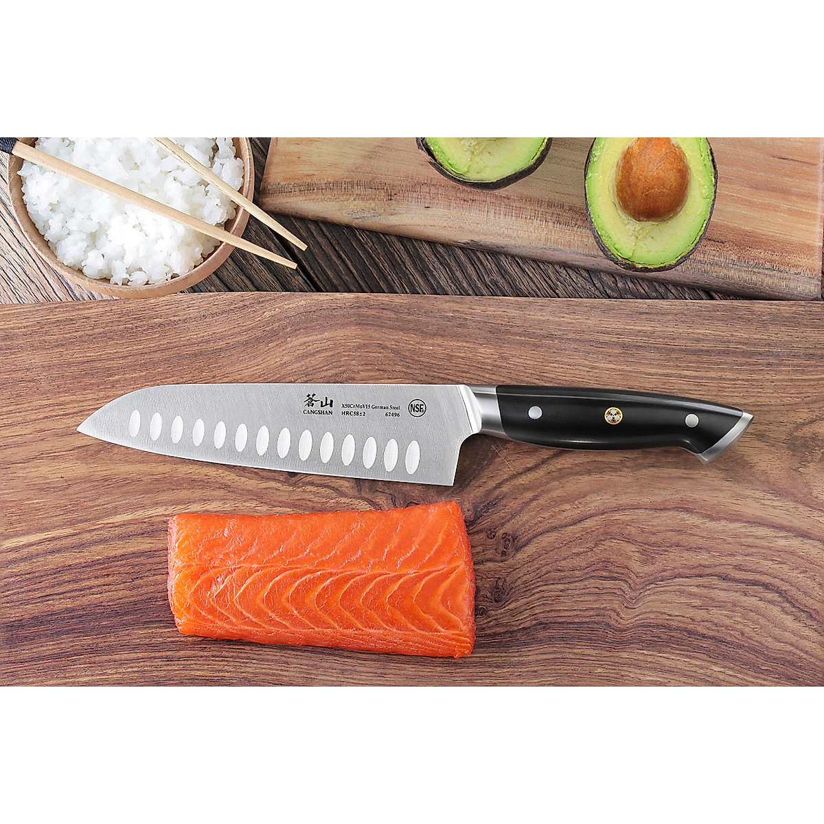 Cangshan Z Series 62496 German Steel Forged Santoku Knife, 7-Inch