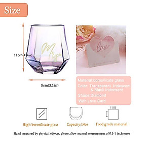 Yalucky Diamond-Shaped Wine Glasses Gifts, Wedding Gifts for Bride and Groom, Gifts for Bridal Shower Engagement Wedding and Married Anniversary, Engagement Gift, Couples Gifts for Husband & Wife