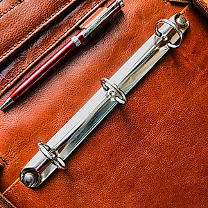 3 Ring Check Binder, Genuine Leather Check Book Portfolio for 3 Holes Checks or 9 Holes Checks, Fits 3-on-a-Page Business Checks, Check Book Binder 3 Ring for 11 1/4"x9", Oil Waxed Leather Brown