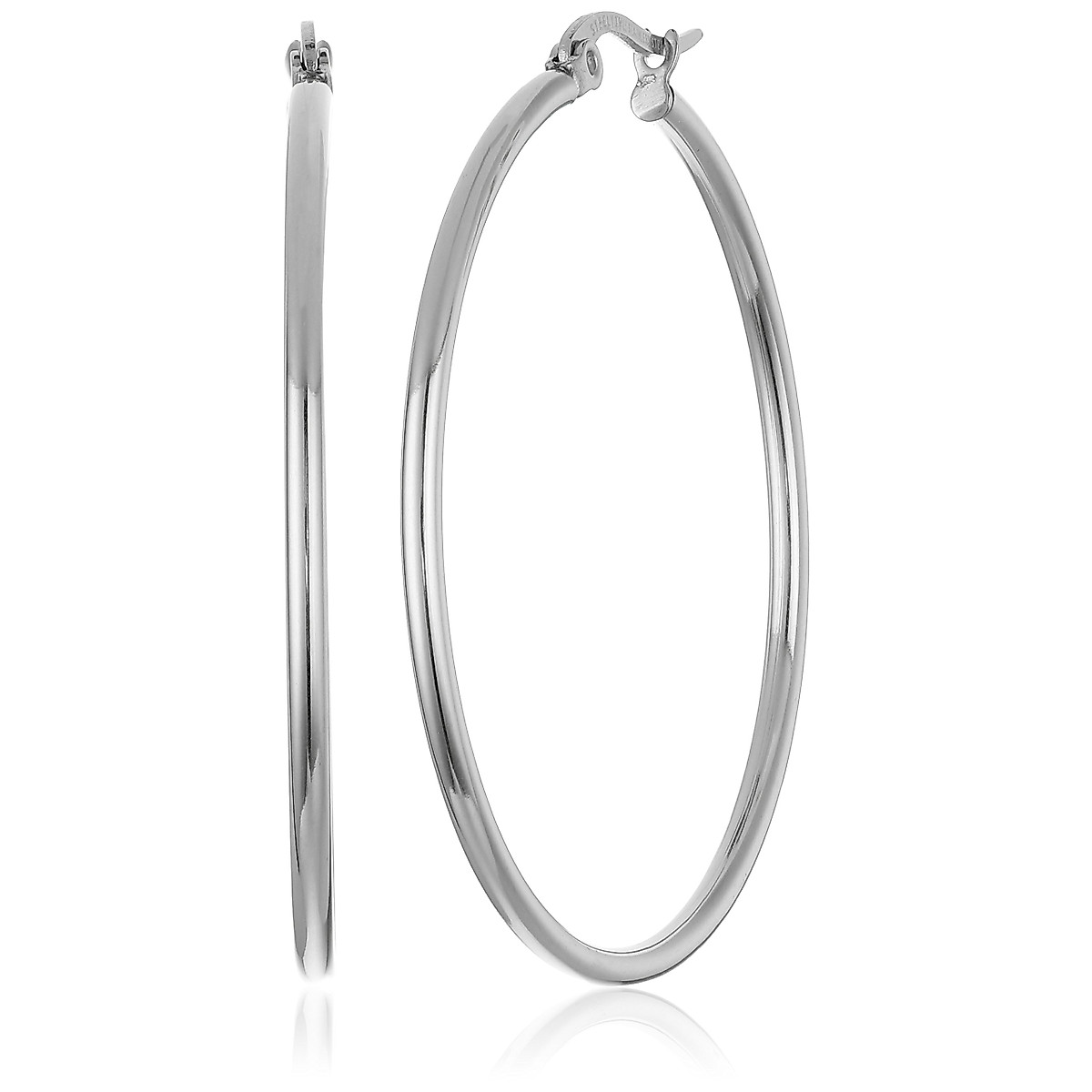 Amazon Essentials Stainless Steel Rounded Tube Hoop Earrings (40mm), (previously Amazon Collection)