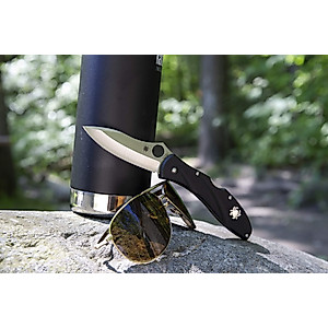 Spyderco CENTOFANTE 3 Prestige Folding Utility Pocket Knife with 3.14" VG-10 Stainless Steel Hollow Ground Blade and Lightweight FRN Handle - PlainEdge - C66PBK3