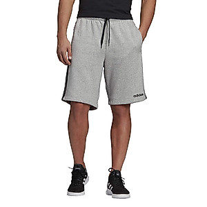 adidas Men's Essentials 3-Stripes Short Fleece, Medium Grey Heather/Black, 4X-Large