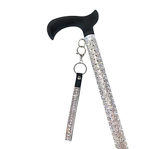 Jacqueline Kent Royal Ice Sugar Cane - White Rhinestone Silver Tone with Black Handle