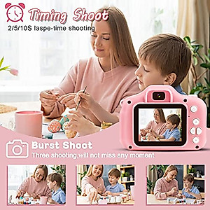 hyleton Kids Selfie Camera Digital,Child Toddler Video Camera Toys for 3 4 5 6 7 8 9 Year Old,Christmas Birthday Gift for Age 3-8 Girls/Boys with 32GB SD Card (Pink)