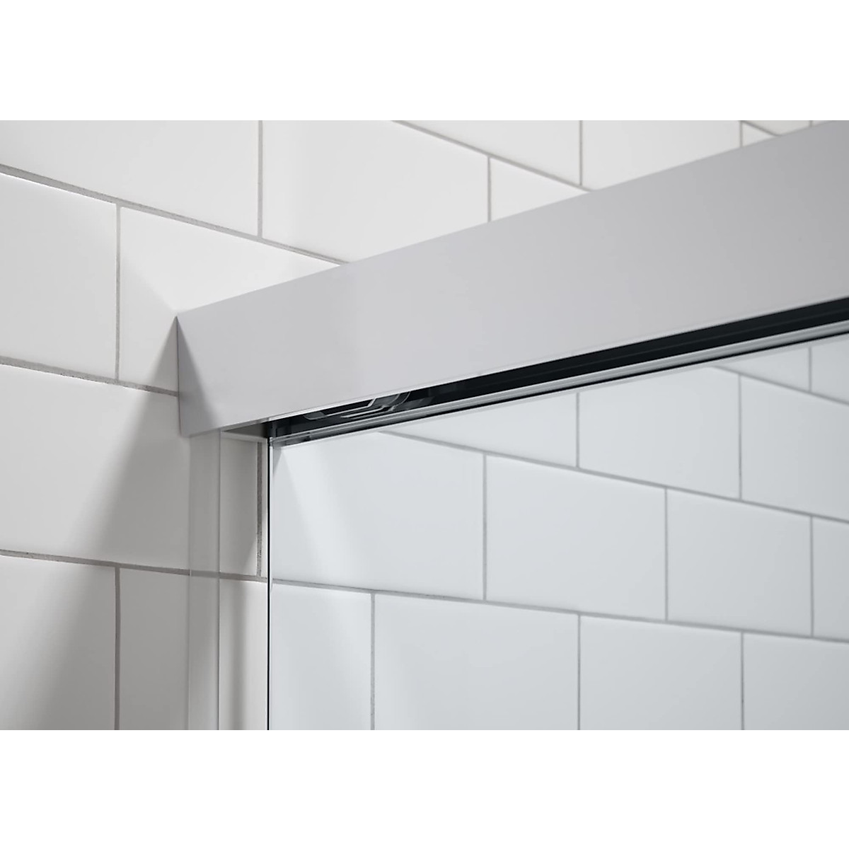 KOHLER Revel sliding bath door, 55-1/2"H x 56-5/8 – 59-5/8"W, with 1/4" thick Crystal Clear glass