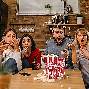 YESMONA 50 Pcs Flat Bottom Popcorn Bags, 2 oz Paper Popcorn Bags for Family Movie Night Baseball Themed Carnival Christmas Birthday Party …