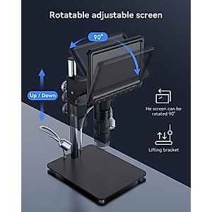 7" LCD Digital Microscope, Coin Microscope with 12MP Camera 10-1200X, 1080P Video/Photo, SKYEAR USB Microscope for Windows/MacOS, 2 Fill Lights, Wireless Remote, Microscope for Adults