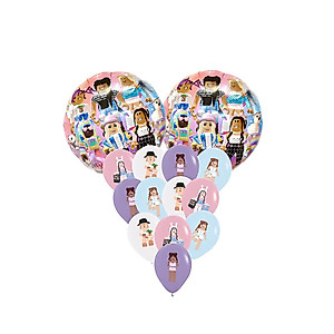 16pc girls party theme robot girls balloons, 2pc foil balloon cute balloon,Cute Girl avatars video game robot party theme, aesthetic