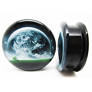 Pierced Republic Earth Horizon Ear Plugs - Acrylic Screw-On - New - 10 Sizes - New *Pair* (00 Gauge (10mm))