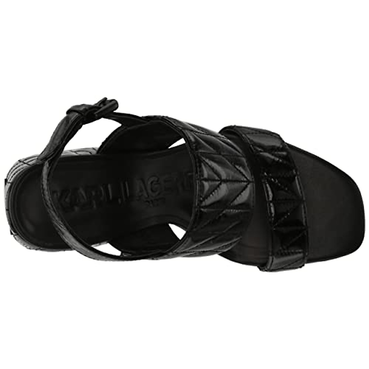 Karl Lagerfeld Paris Women's Sarina Open Toe Leather Heeled Sandal, Black Quilted, 8.5