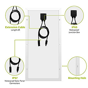 Newpowa 50W Solar Panel 50W(Watts) 12V(Volts) Monocrystalline PV Module High-Efficiency Battery Maintainer Power for Battery Charging of Boat RV Camper SUV and Other Off-Grid Applications