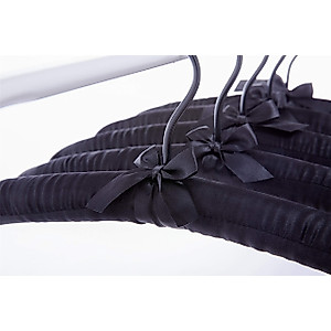 Cocomaya 17 Inch Extra Large Anti Slip Satin Padded Bridal Wedding Dress Hanger No Bumps for Dress Coats, Sweaters Pack of 5 (Black, 5)