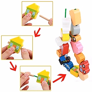 Wooden Educational Toys Wooden Shape Color Sorting Preschool Stacking Blocks Toddler Puzzles Toys Early Childhood Development Toys for Fine Motor Skills Birthday Gifts for Boys and Girls ((16 Pieces))