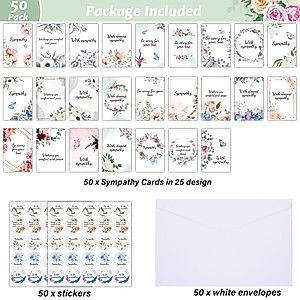 ZOIIWA 150 Pieces Bulk Sympathy Card with Envelopes Flower Sympathy Thank You Cards With Greetings Inside Floral Funeral Thank You Cards Bereavement Cards Condolences Cards