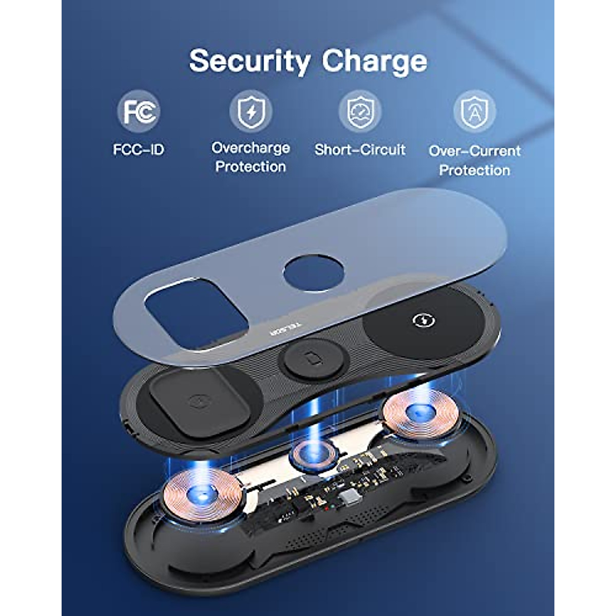 Wireless Charging Pad,TELSOR Portable 3 in 1 Wireless Charger Station for Multiple Devices,Ultra-Slim Travel Charging Pad for Apple Watch 7/6/5/4/3/2,iPhone 14 13 12 Pro& AirPods 3/2/Pro