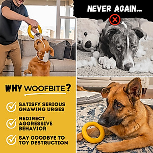 WoofBite "Indestructible Ring Dog Toy - Lifetime Replacement - Medium & Large Breed - Durable for Aggressive Chewers - Tough & Strong, Heavy Duty Natural Rubber - Fetch, Tug, & Chew - 6.5in.