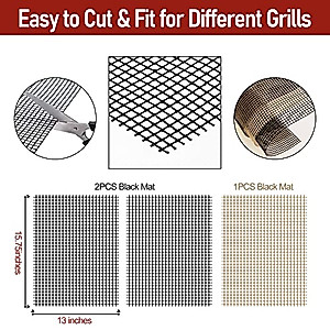 PatioGem Reusable Grill Mesh Mat, Grill Mats for Outdoor Grill Nonstick BBQ Mats for Grilling, Grill Set of 3, Nonstick Grill Mesh Mat, Mats for Grilling, BBQ Accessories Mesh Grill Mat -15.75” x 13”