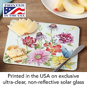 CounterArt Butterfly Meadow 3mm Heat Tolerant Tempered Glass Cutting Board 10” x 8” Manufactured in the USA Dishwasher Safe