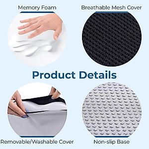 Seat Cushion Pillow for Office Chair - Memory Foam Firm Coccyx Pad - Tailbone, Sciatica, Lower Back Pain Relief - Lifting Cushion for Car, Wheelchair, School Chair, Computer and Desk Chair