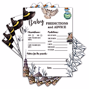 Magic School Baby Shower Party Game Baby Predictions and Advice Cards(30-Pack), Baby Gender Reveal Party Game Decoration Supplies(5"x7") - game-E01