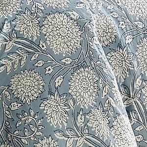 Levtex Home - Adare Blue Duvet Cover Set - King Duvet Cover + Two King Pillow Cases - Bordered Floral - Blue, Navy and White - Duvet Cover (106 x 94in.) and Pillow Case (36 x 20in.) - Cotton
