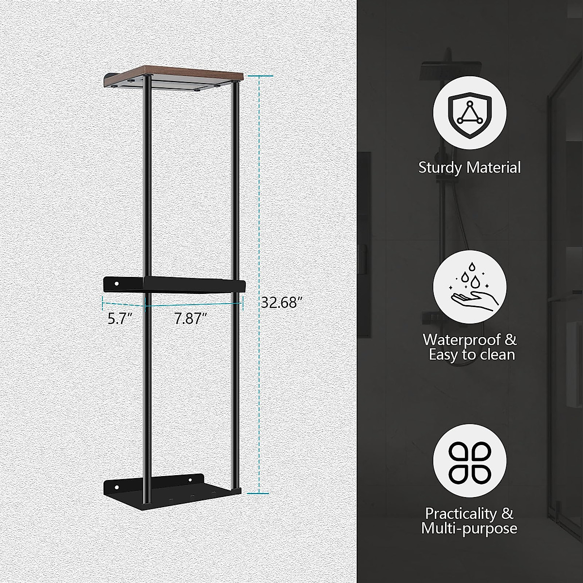 Towel Racks for Bathroom,Wall Mount Towel Racks for Bathroom with Functional and Muti-Layer, Design Saving Space Easy to Organize Towels Suitable for Home and Hotel Use,Black
