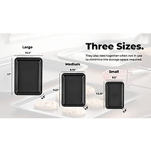 Le Regalo Set of 3 Heavy Duty Construction Premium Quality Non Stick Baking Trays, 3, Silver