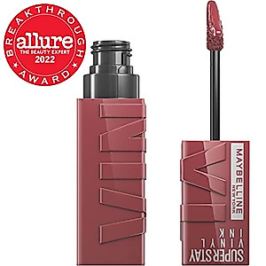 Maybelline Super Stay Vinyl Ink Longwear No-Budge Liquid Lipcolor, Highly Pigmented Color and Instant Shine, Witty, Mauve Nude Lipstick, 0.14 fl oz, 1 Count