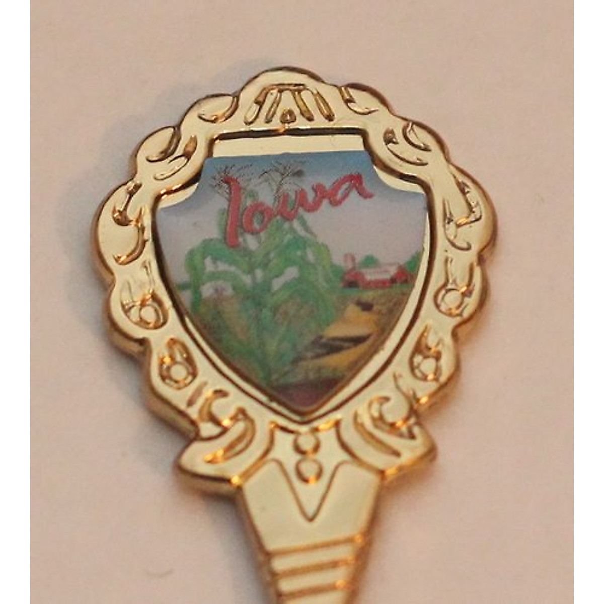 Iowa State Souvenir Gold Plated Collectible Twist Spoon 5" lpco